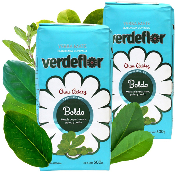 Zestaw yerba mate Verdeflor Boldo 2x 500g - 1kg | Yerbamarket.com