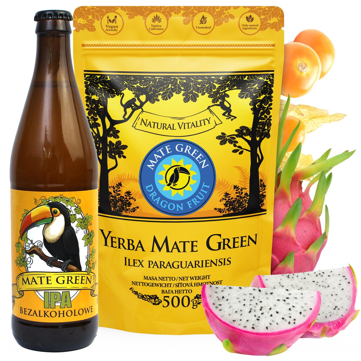 Yerba Mate Green Dragon Fruit Owoce + Piwo Ipa Mate Green 500 ml 0,5kg ...