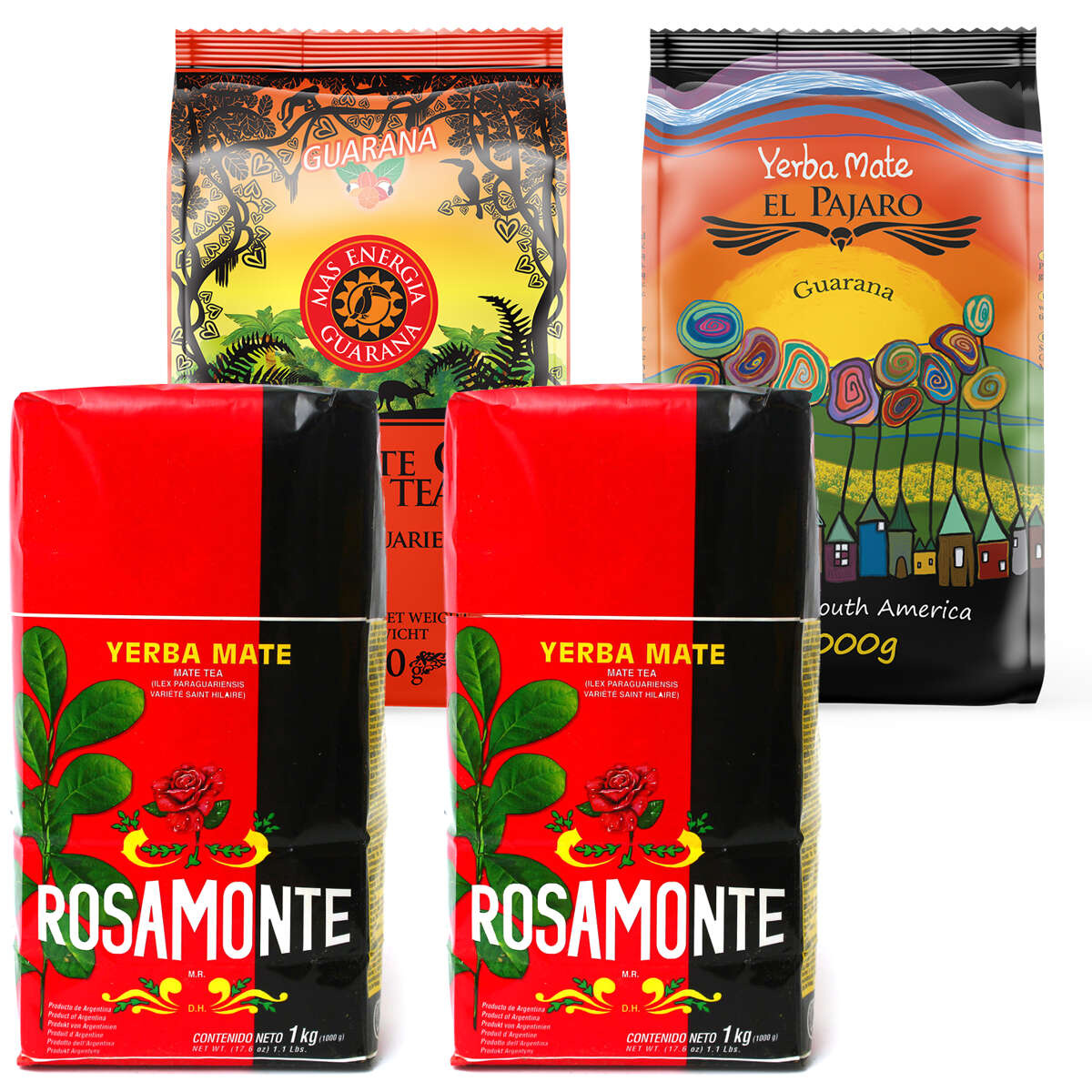 Yerba Mate Rosamonte Elaborada 2x1kg Mate Green Guarana 1kg El Pajaro ...