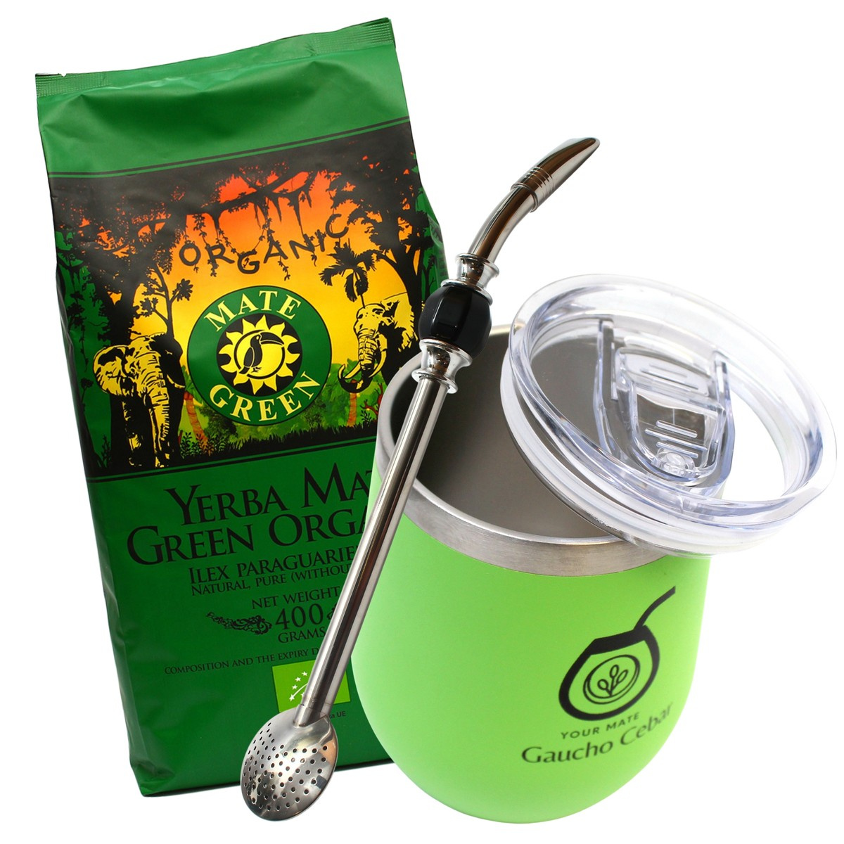 Zestaw do Yerba Mate Green BIO 400g z akcesoriami Termolid i bombilla ...